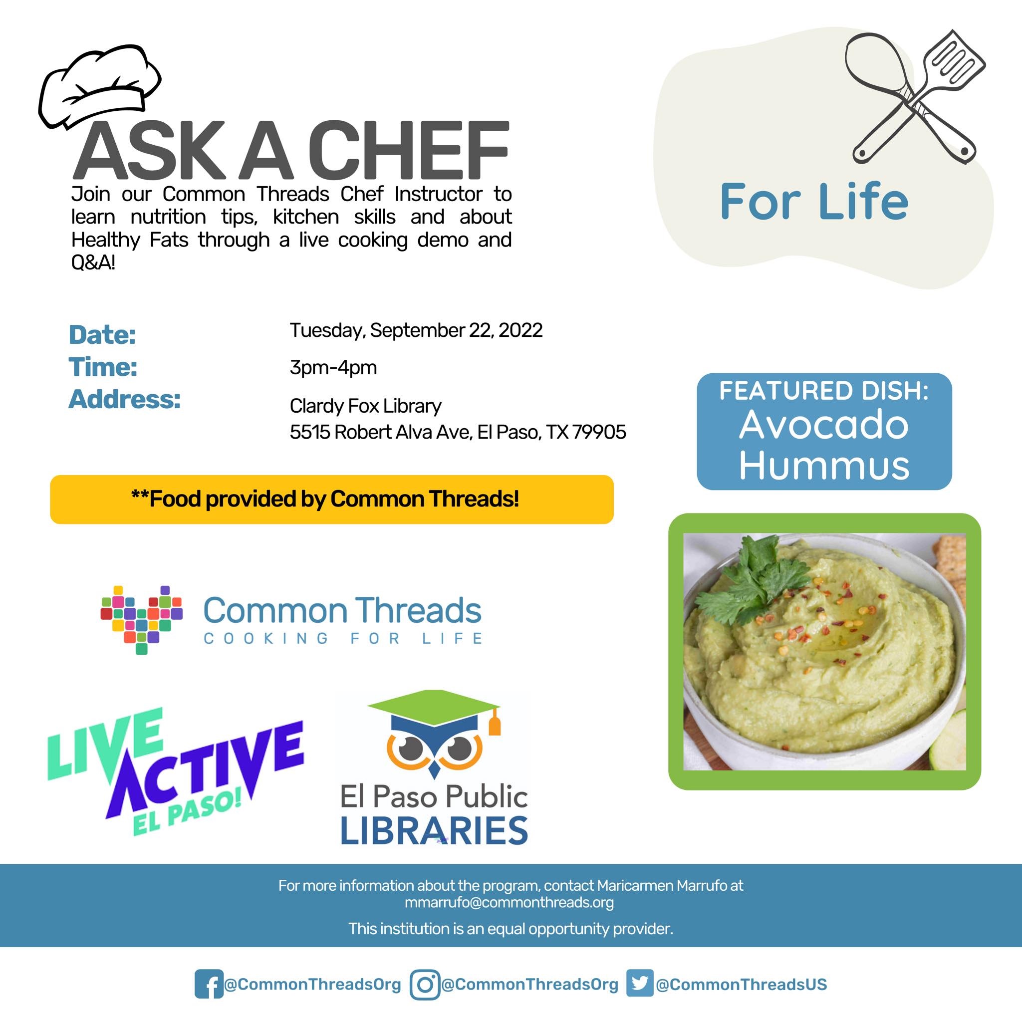 Ask a Chef at Clardy Fox Library - EPStuff