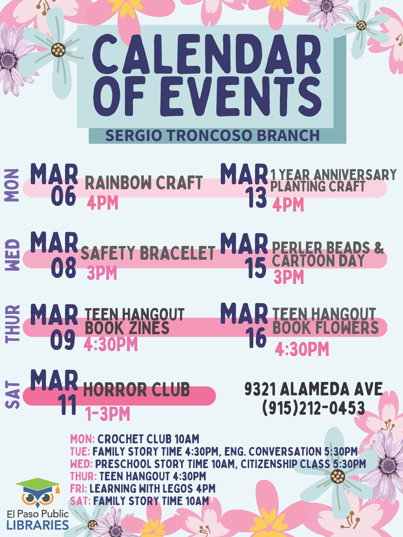 Spring Break Activities at Sergio Troncoso Library - EPStuff