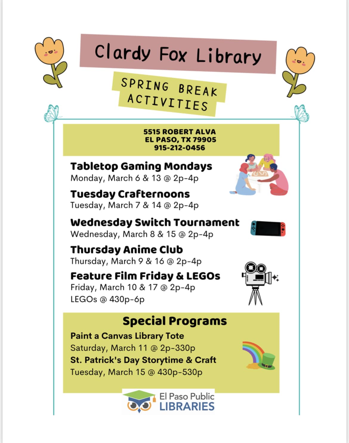 Spring Break Activities at Clardy Fox Library - EPStuff
