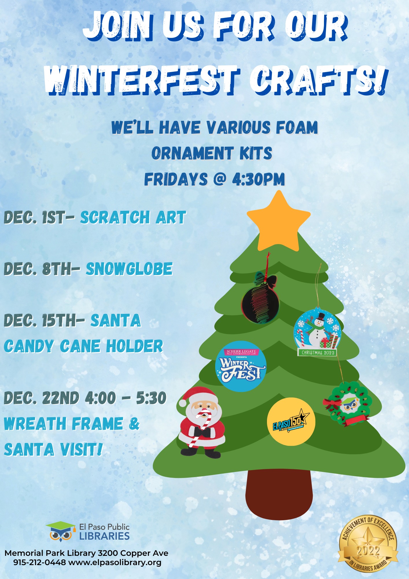 Winterfest Crafts at Memorial Park Library - EPStuff