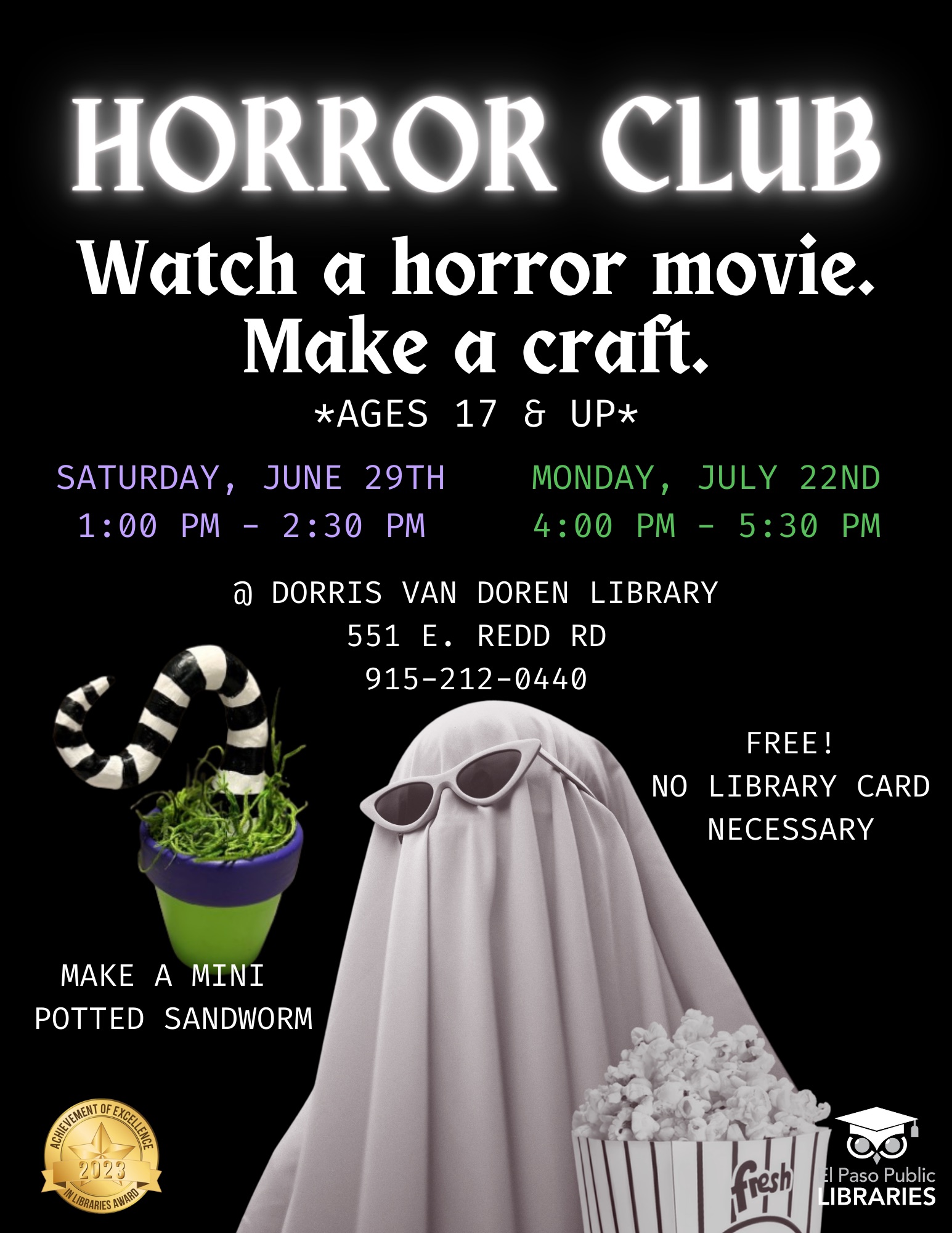 Horror Club at Doris Van Doren Library - EPStuff