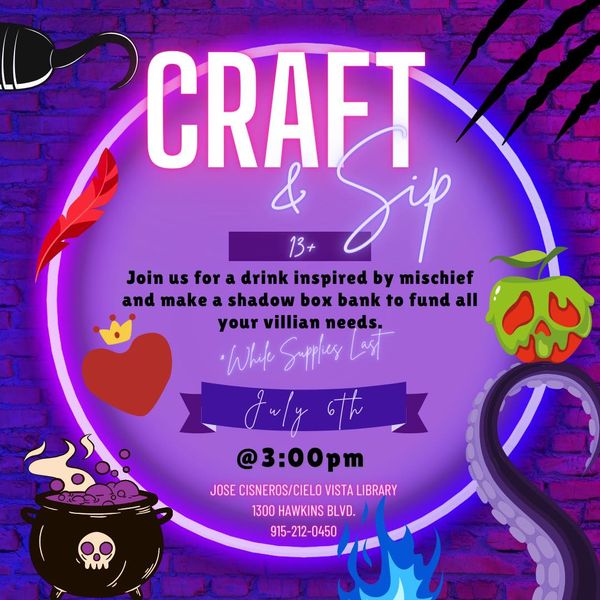 Craft & Sip at José Cisneros Cielo Vista Library