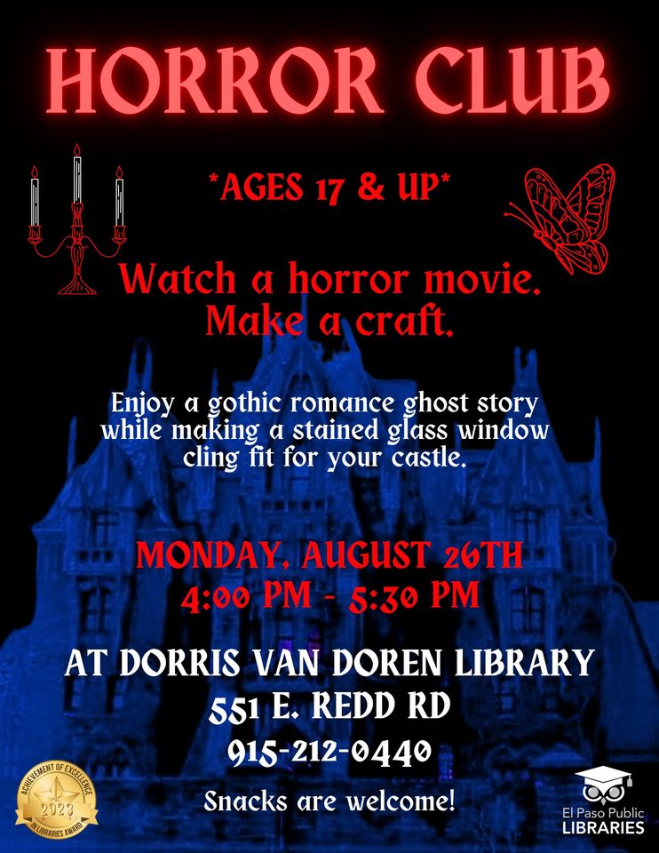 Horror Club at Doris Van Doren Library - EPStuff