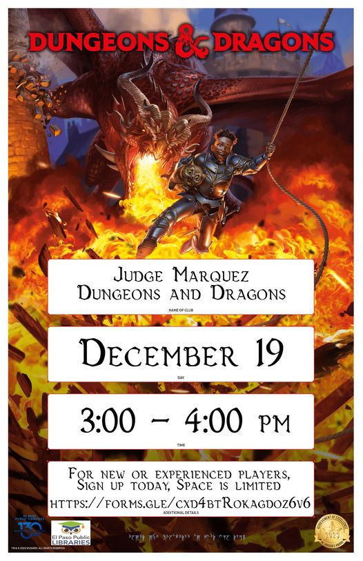 Dungeons & Dragons at Judge Marquez Library in El Paso, TX - EPStuff
