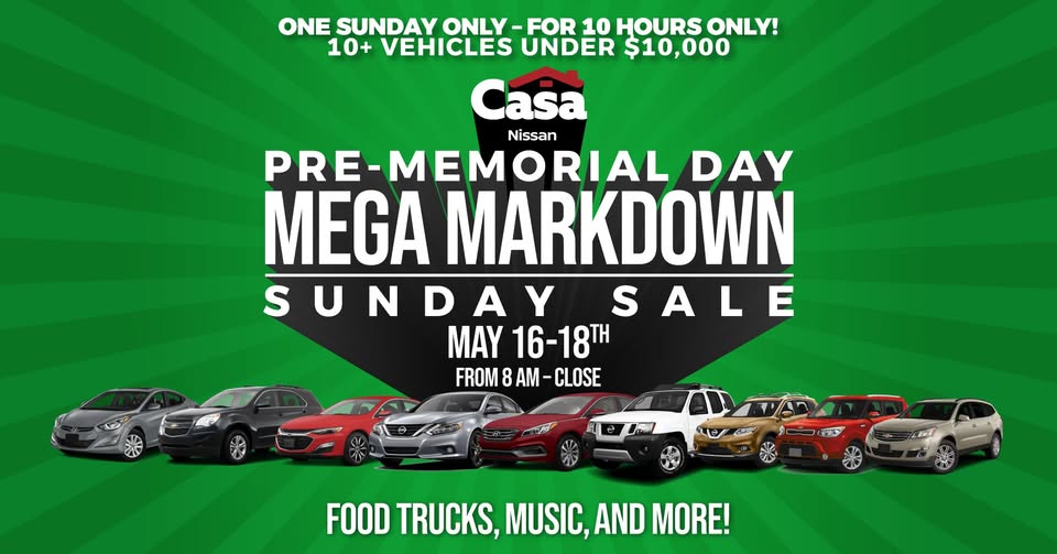 Casa Nissan: Pre-Memorial Day Mega Markdown Sunday Sale - EPStuff