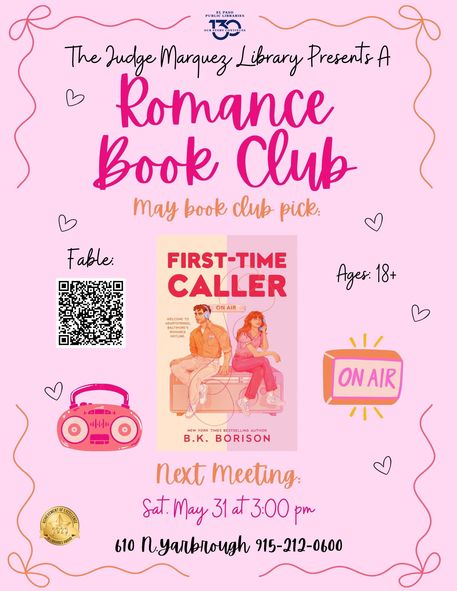Romance Book Club at Judge Marquez Library in El Paso, TX - EPStuff